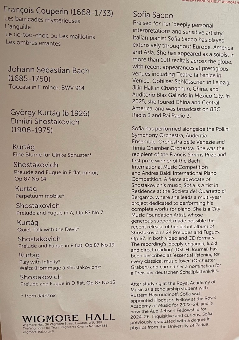 Sofia Sacco at the Wigmore Hall A sea of sounds of radiance and ...